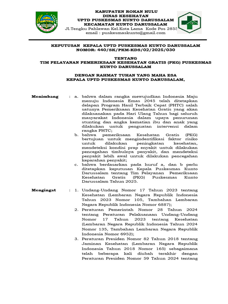 SK TIM PKG KUNTO DARUSSALAM | PDF