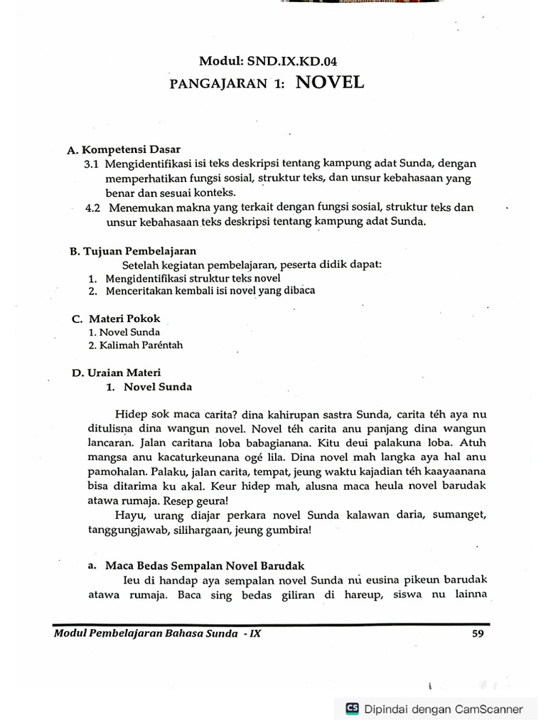 Sunda SMT 2 KLS 9 Bab Novel | PDF