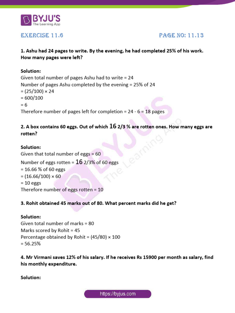 RD Sharma Maths Class7 Solution Chapter 11 Ex 6 | PDF | Mathematics