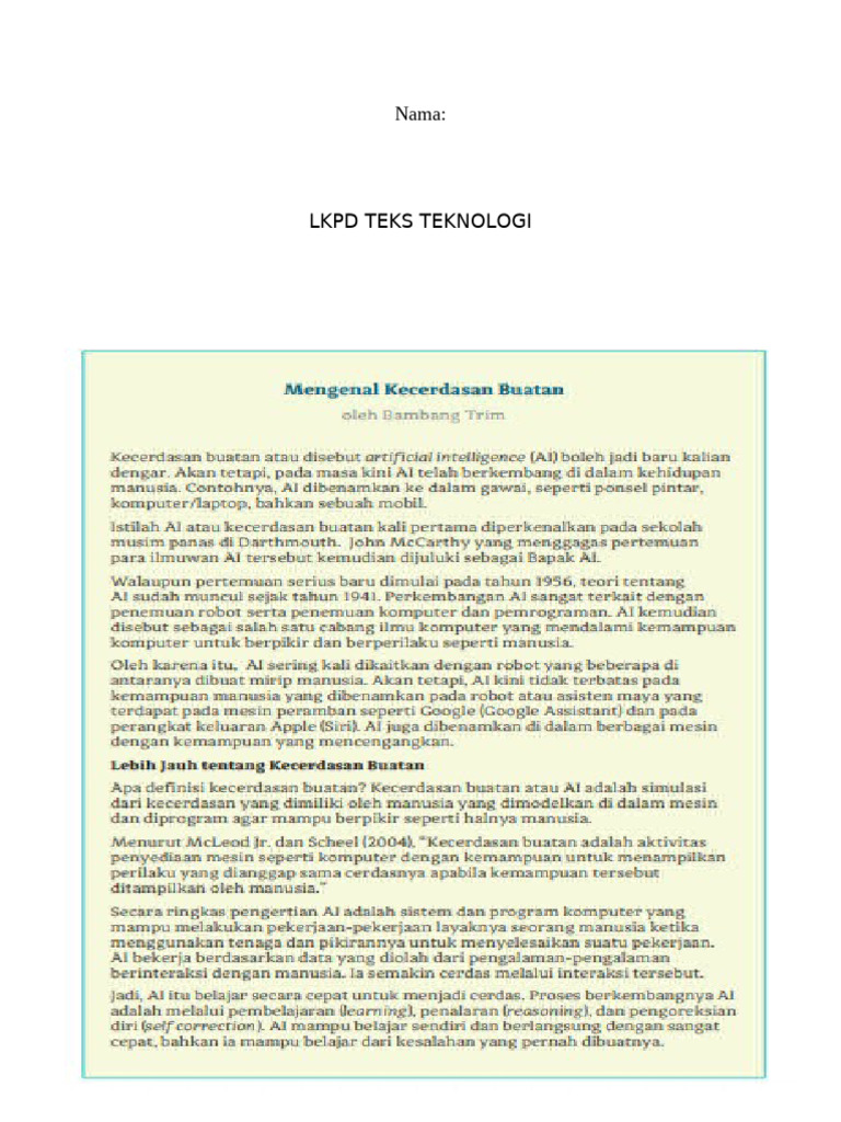 LKPD Teks Teknologi | PDF
