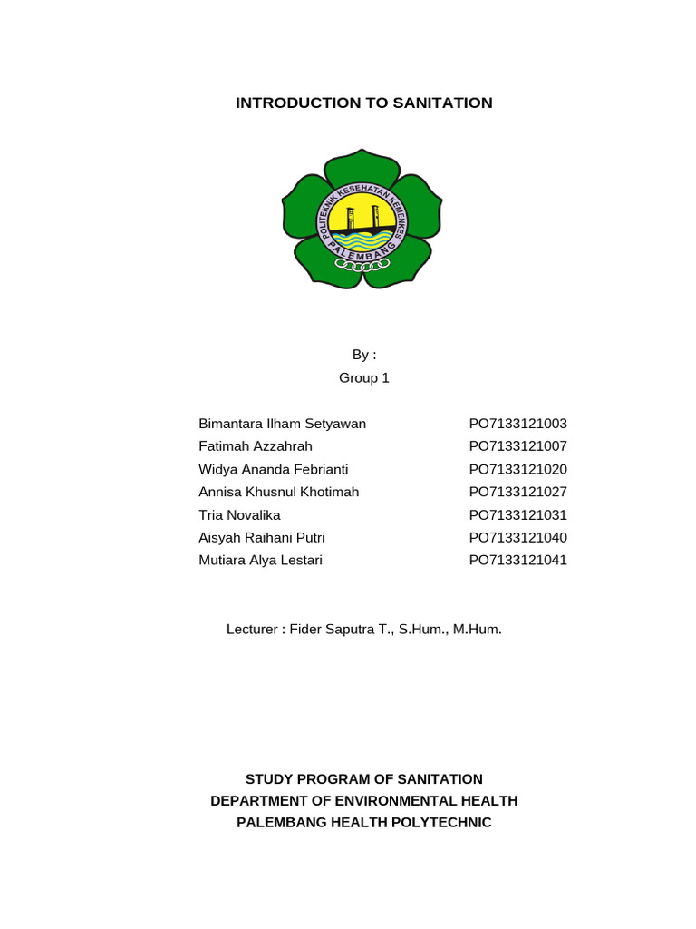 Group 1 - Introduction To Sanitation 2 | PDF | Sanitation ...