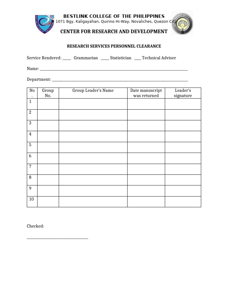 Research Services Personnel Clearance V1 | PDF