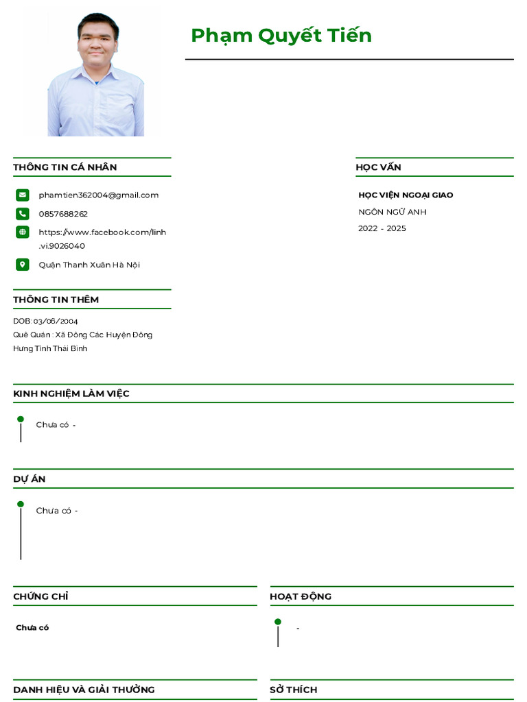 Pham Quyet Tien TopCV - VN 250223.201059 | PDF