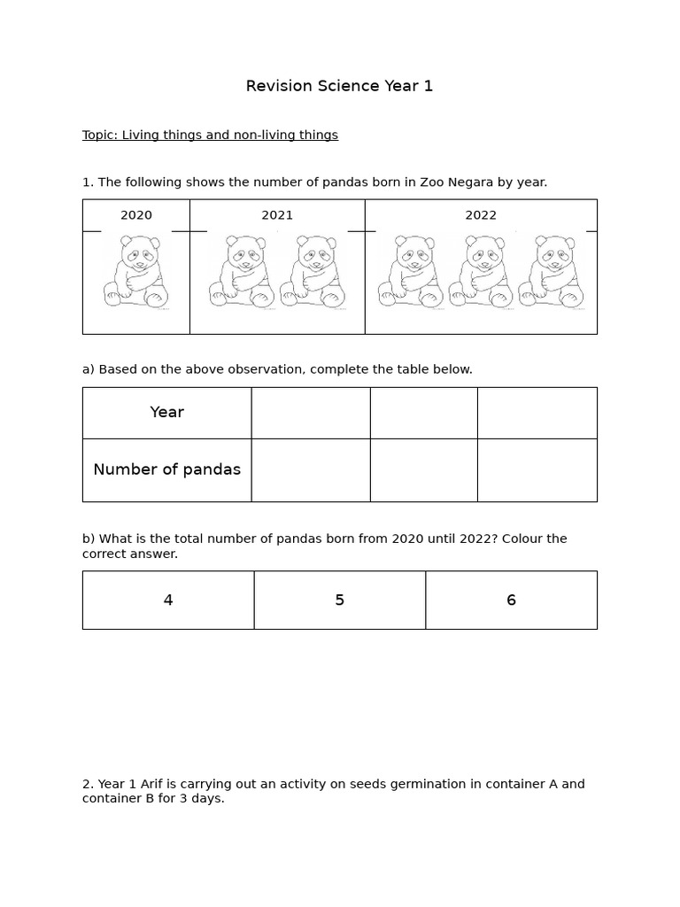 Revision Science Year 1 | PDF