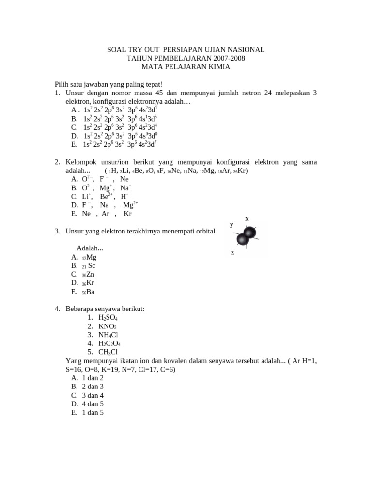 MGMP Soal Kimia Uji Coba Un 3a | PDF