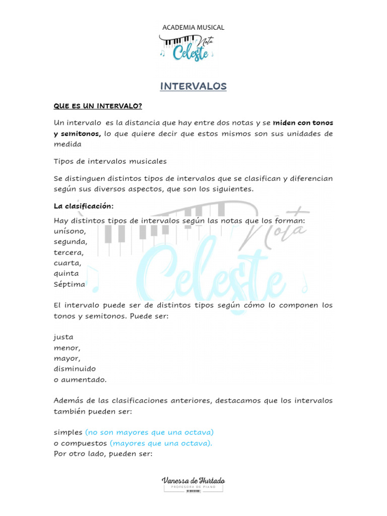 Tipos y Clasificación de Intervalos Musicales | PDF