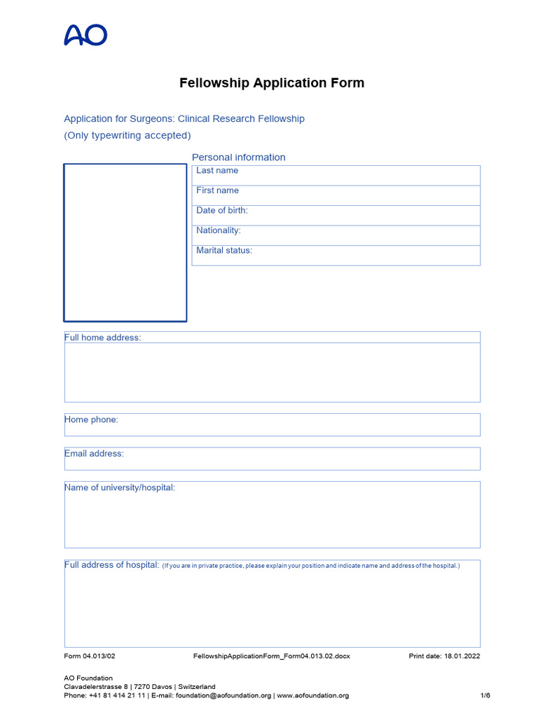 Clinical Research Fellowship Application | PDF