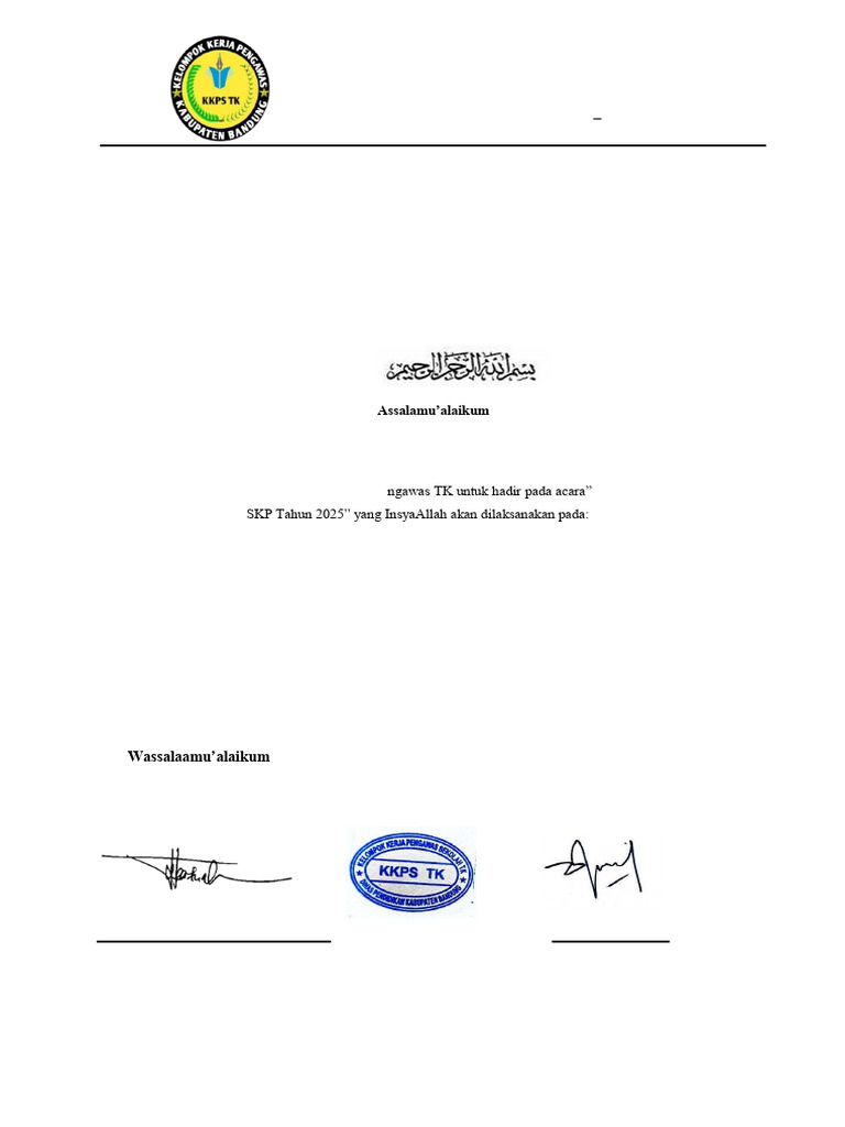 13. Surat Raker KKPS TK Pengawas TK | PDF