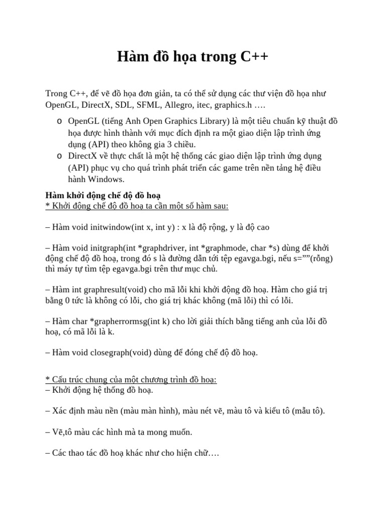 Hàm đồ họa trong C | PDF