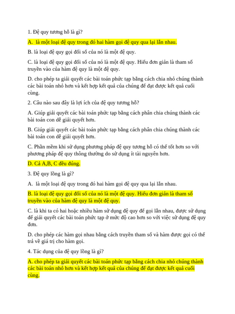 trắc nghiệm CTDL> | PDF