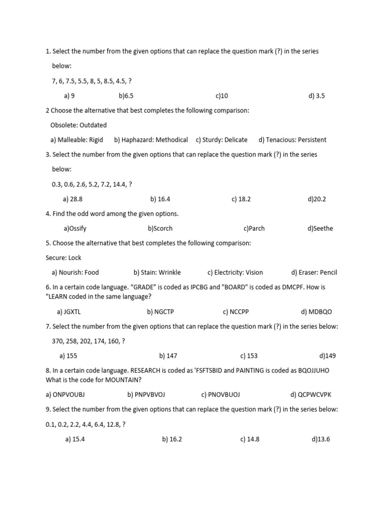 Logical Reasoning and Coding Questions | PDF | Language Mechanics ...