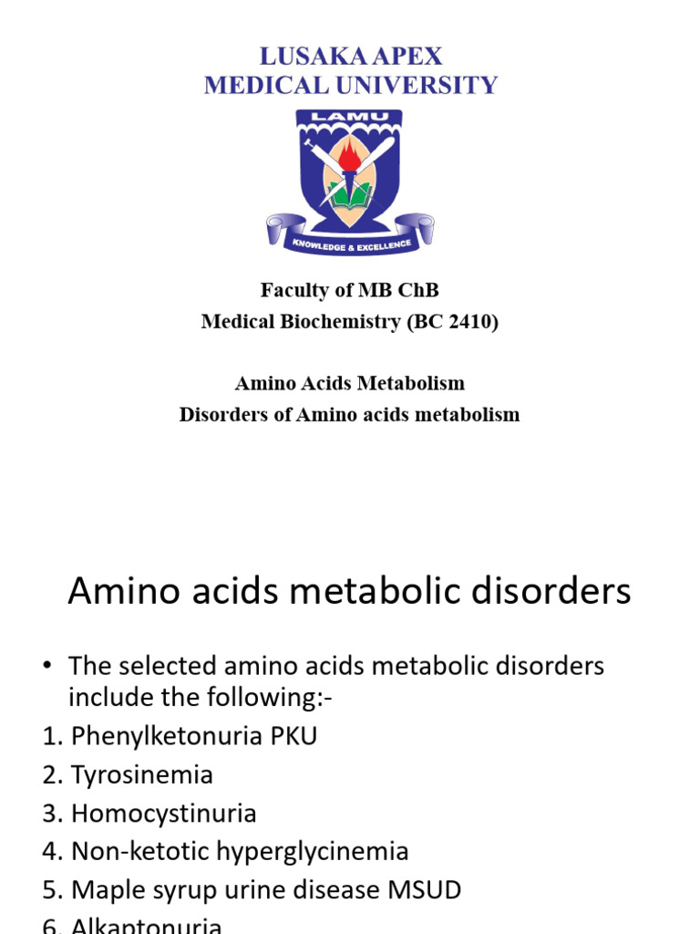 Disorders of Amino Acid Metabolism | PDF | Phenylalanine | Biochemistry