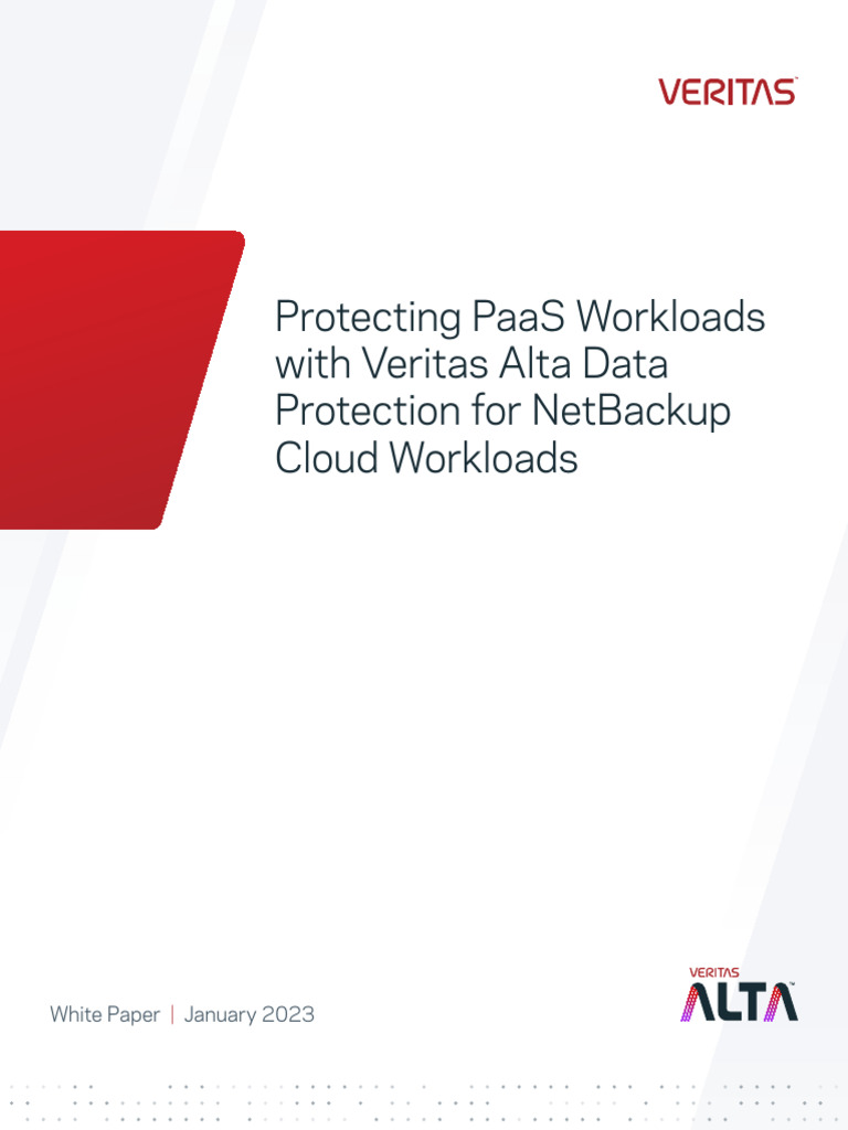 Protecting PaaS Workloads With Alta Data Protection For NetBackup Cloud Workloads | PDF | Cloud ...
