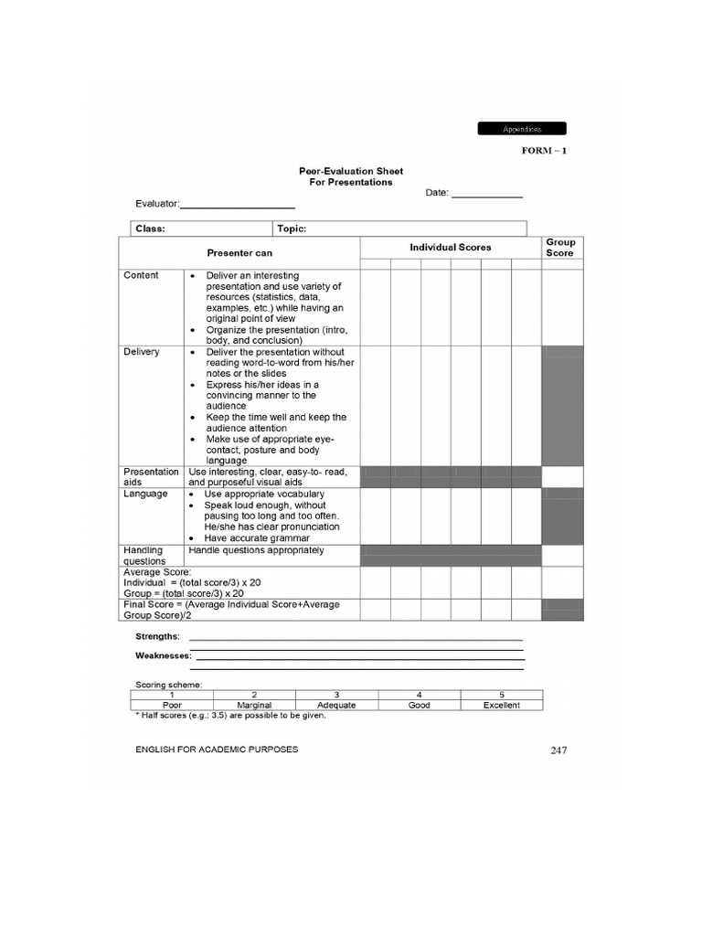 Group and Individual Evaluation Form | PDF