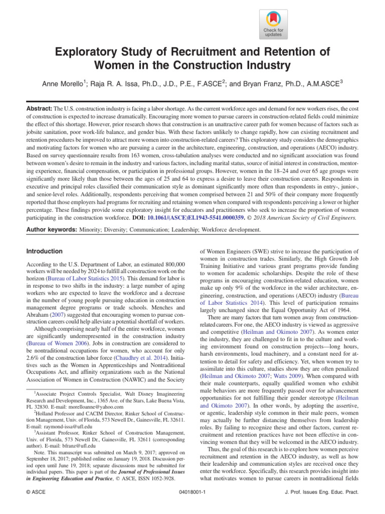 Exploratory Study of Recruitment and Retention of Women in The ...