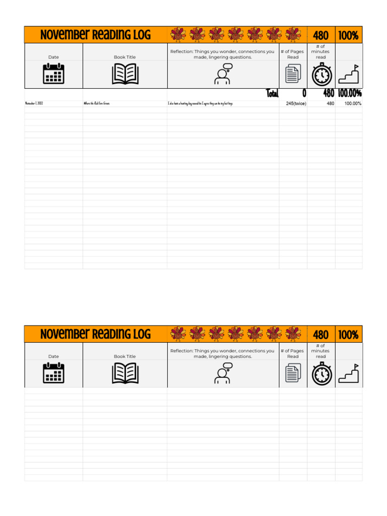 Copy of November Digital Reading Log - Sheet 1 | PDF