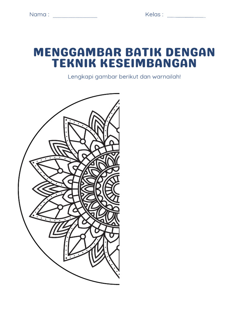 Mewarnai Mandala Lembar Kerja Seni Rupa SD Kelas 3 Biru Ilustratif | PDF