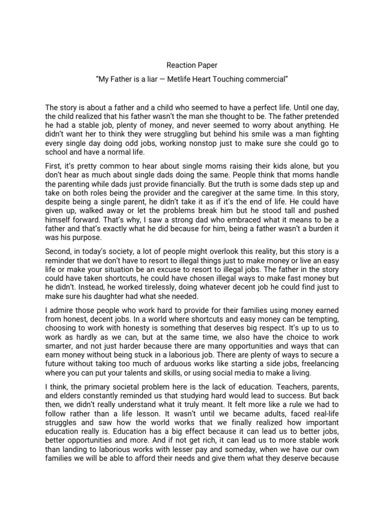 Reaction Paper sample | PDF