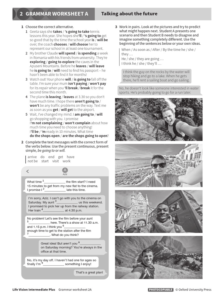 Life Vision Int Plus Gram Worksheet A U2 | PDF