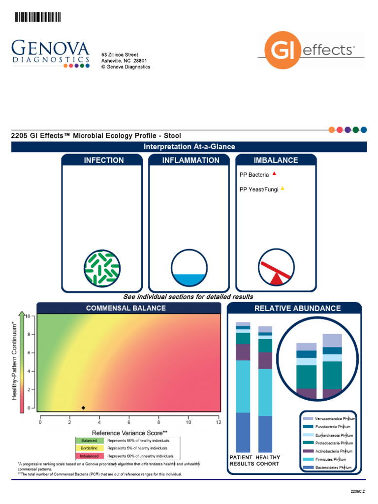 Gi Effects Micro 2205 Sample Report | PDF | Pathogen | Candida (Fungus)