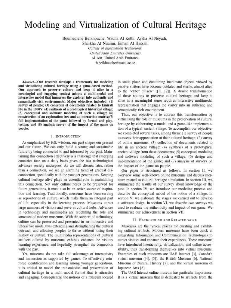 Modeling and Virtualization of Cultural Heritage | PDF | Museum ...