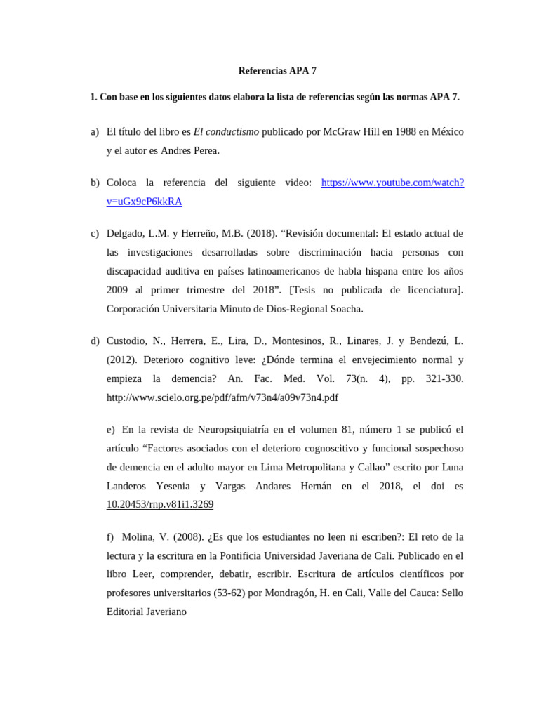 EJERCICIOS DE REFERENCIAS | PDF