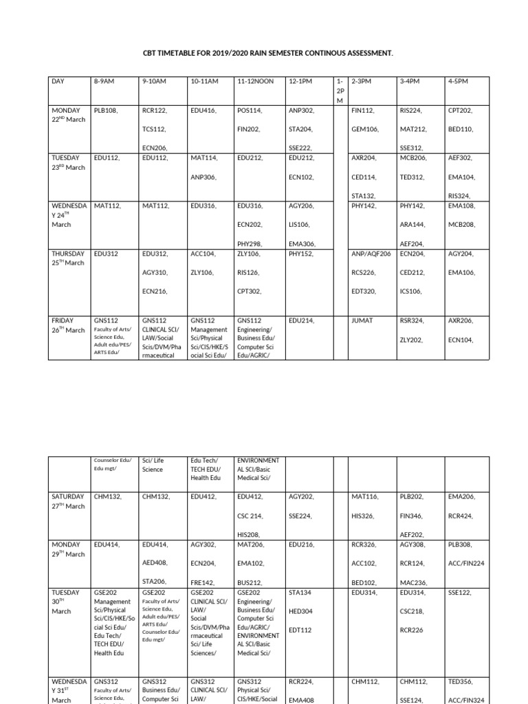NEWLY-UPDATED-TIMETABLE-2 | PDF | Government And Personhood ...