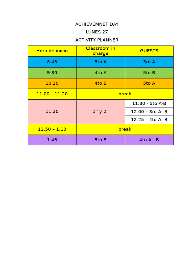 Achievement Day Schedule | PDF
