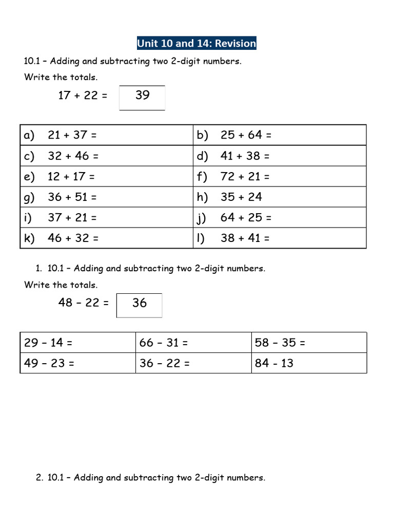 Unit 10+14 Review Test | PDF | Multiplication | Mathematics