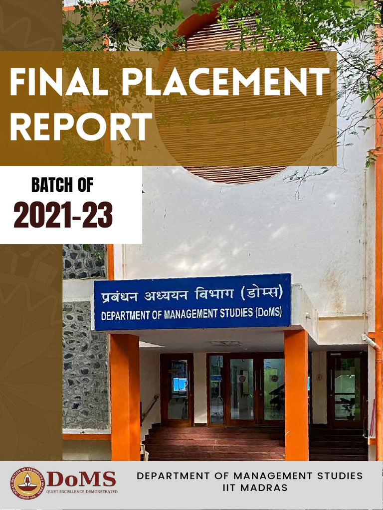 DoMS - IIT Madras - Final - Placement - Report - 2021-23 | PDF | Business