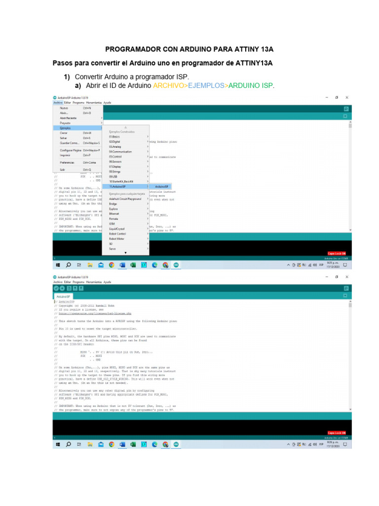 PROGRAMADOR CON ARDUINO PARA ATTINY 13A | PDF