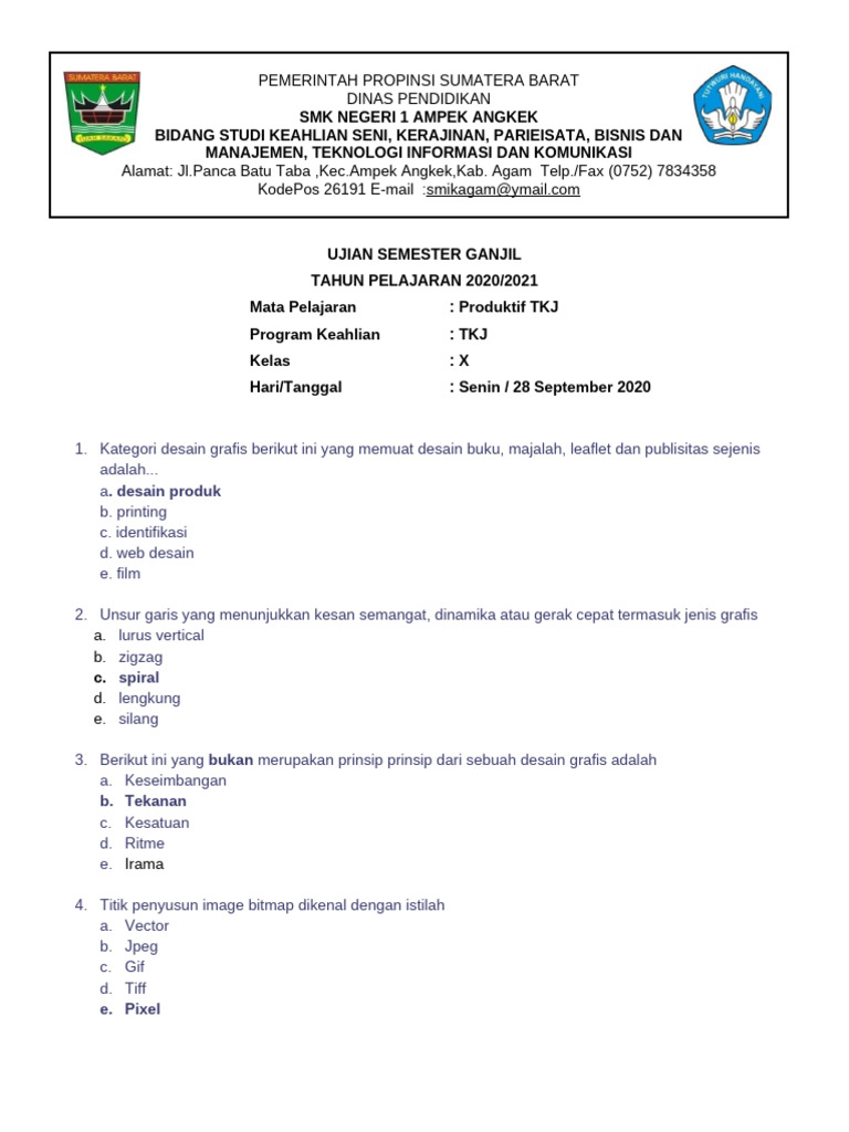 Soal UTS X TKJ | PDF