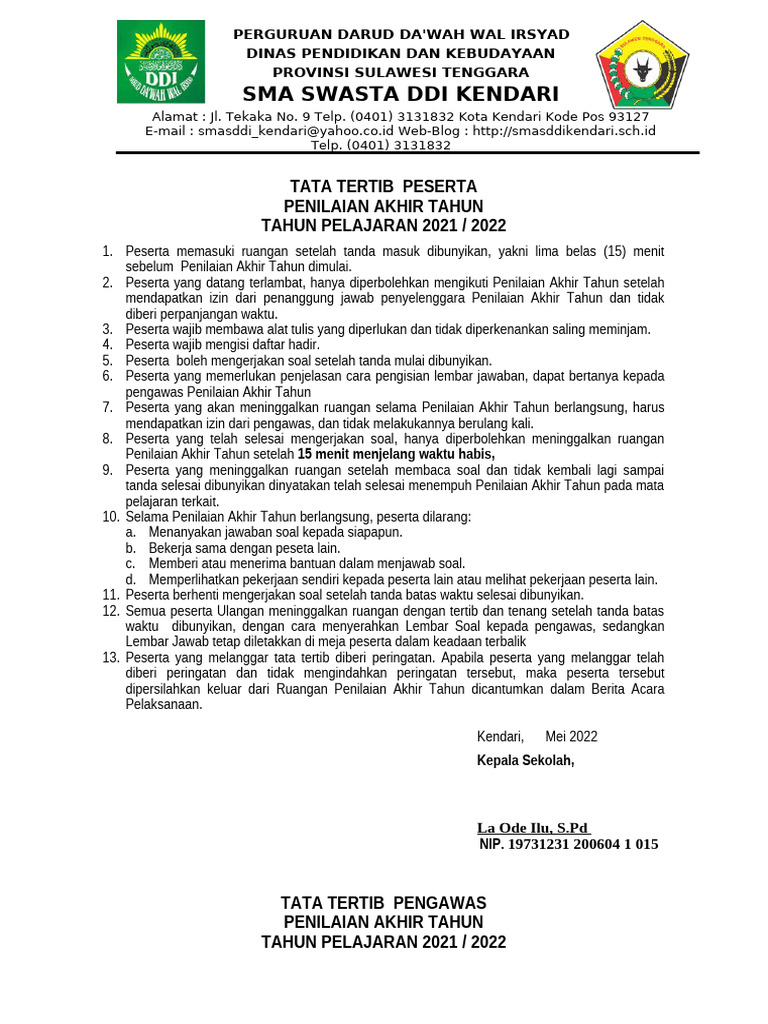 Tata Tertib PAT | PDF