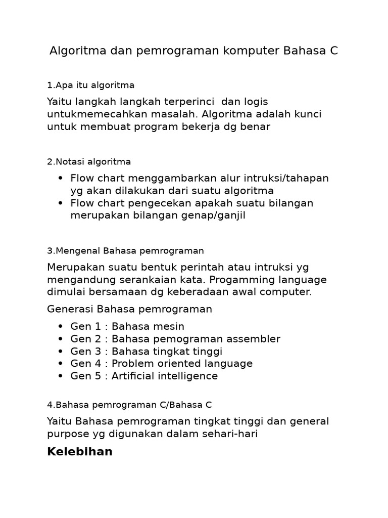 Algoritma Dan Pemrograman Komputer Bahasa C | PDF