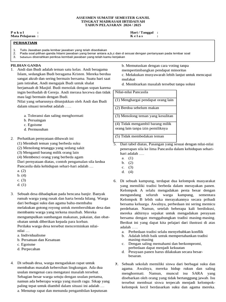 Assesmen Sumatif Semester Ganjil | PDF