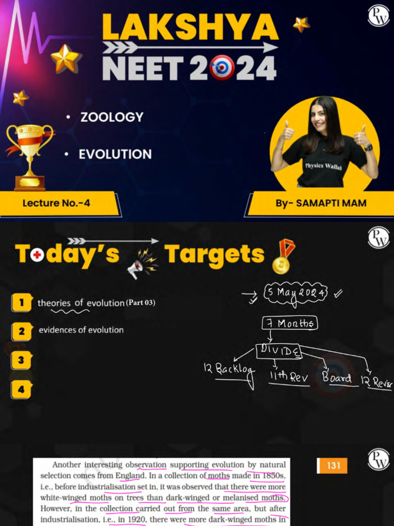 Evolution 04 : Class Notes || Lakshya NEET 2024 | PDF