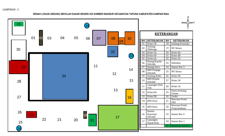 Contoh Denah Sekolah Terbaru Sdn. 015 Sumb 2020 | PDF