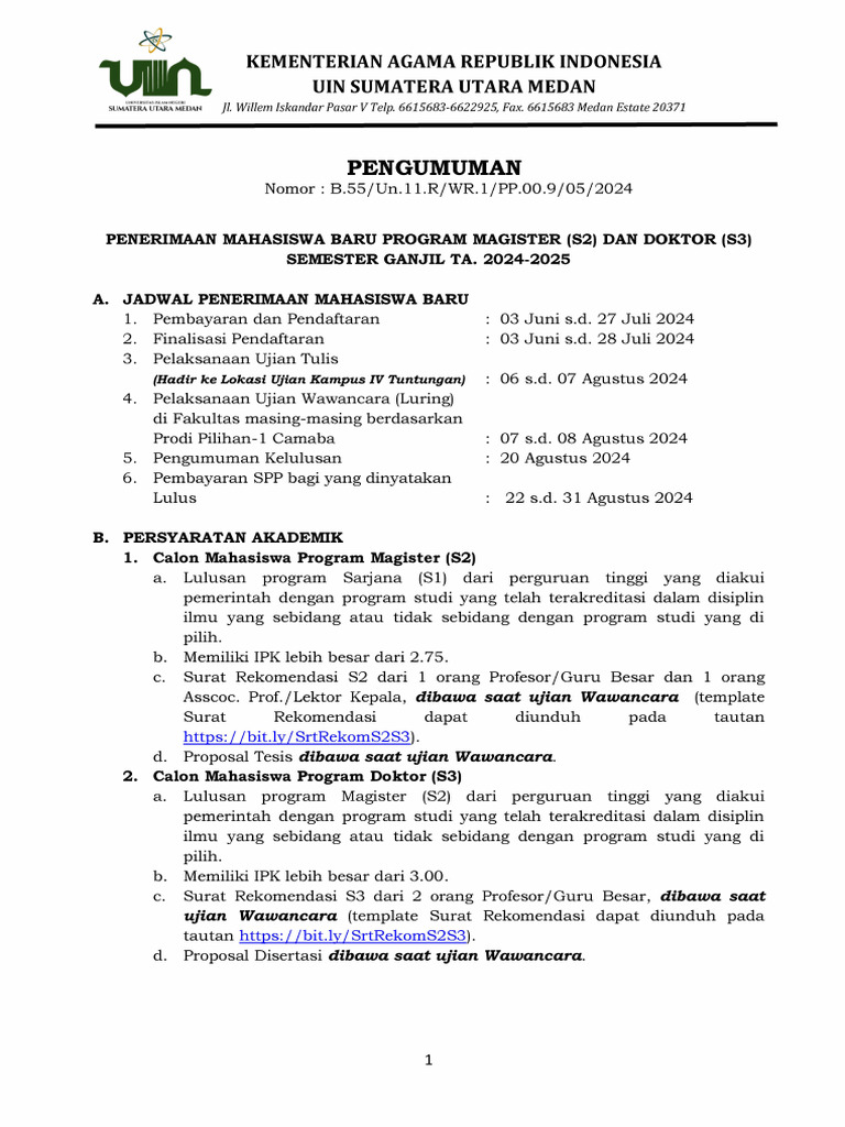 Penerimaan Mahasiswa Baru Program Magister S2 Dan Doktor S3 | PDF