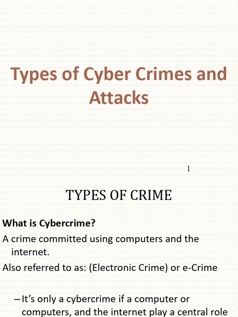 Slide 04 - Types of Cyber Crimes and Attacks | PDF | Cybercrime | Malware