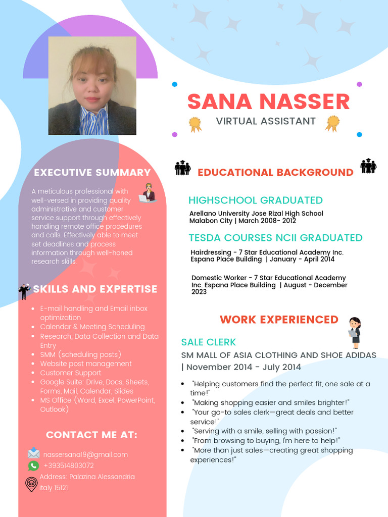 My CV Resume Sana Nasser | PDF | Housekeeping