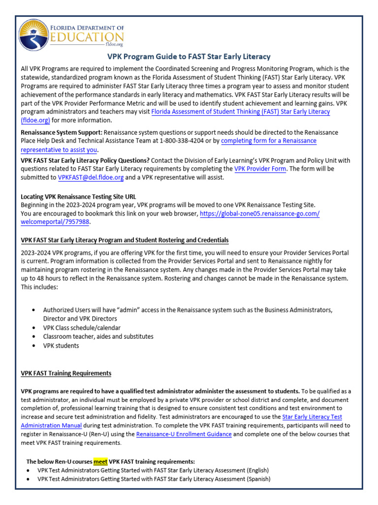 VPK Pro Guide Fast Star Early Lit | PDF | Individualized Education ...