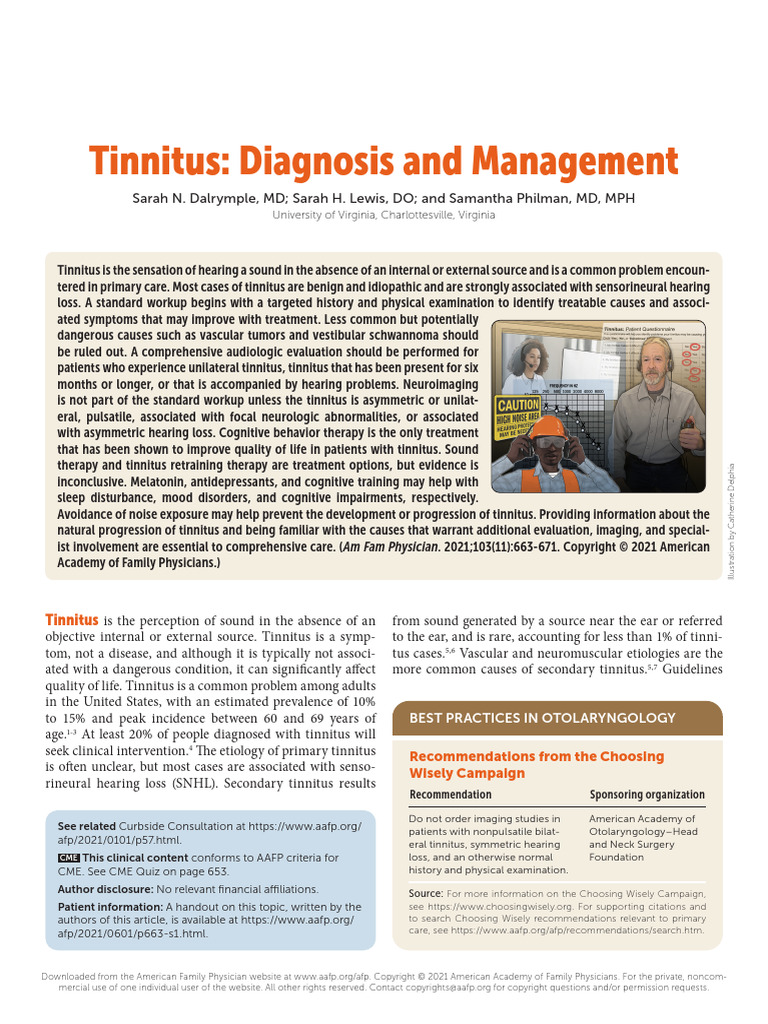 Tinnitus - Diagnosis and Management | PDF | Tinnitus | Medical Specialties