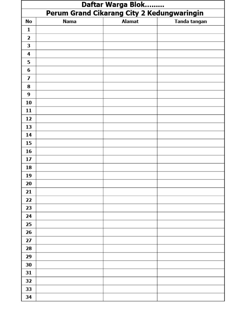 Form Data Warga | PDF