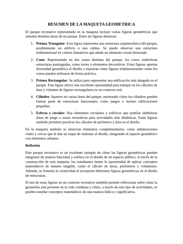 Maqueta Geométrica de Parque Recreativo | PDF