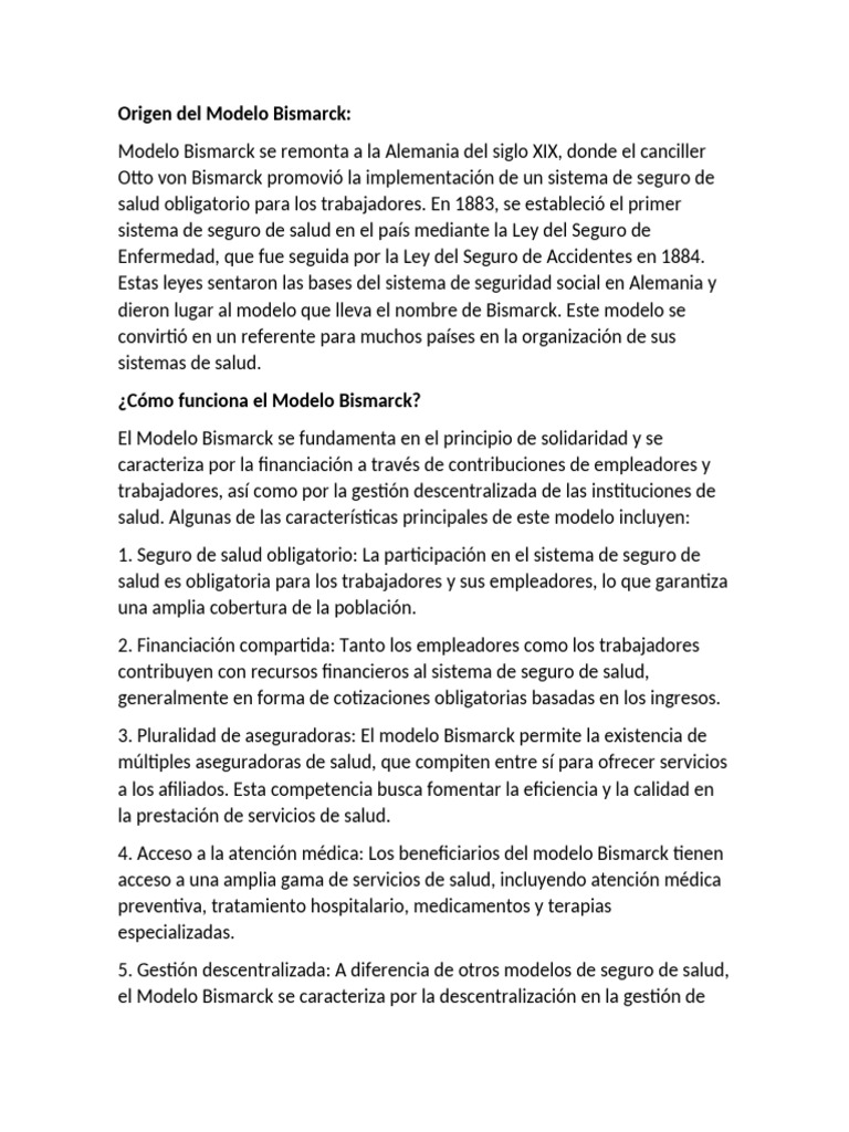 Características del Modelo Bismarck | PDF | Cuidado de la salud | Seguro