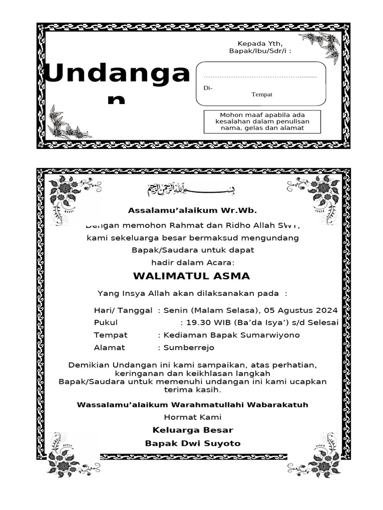 Undangan Yasinan | PDF