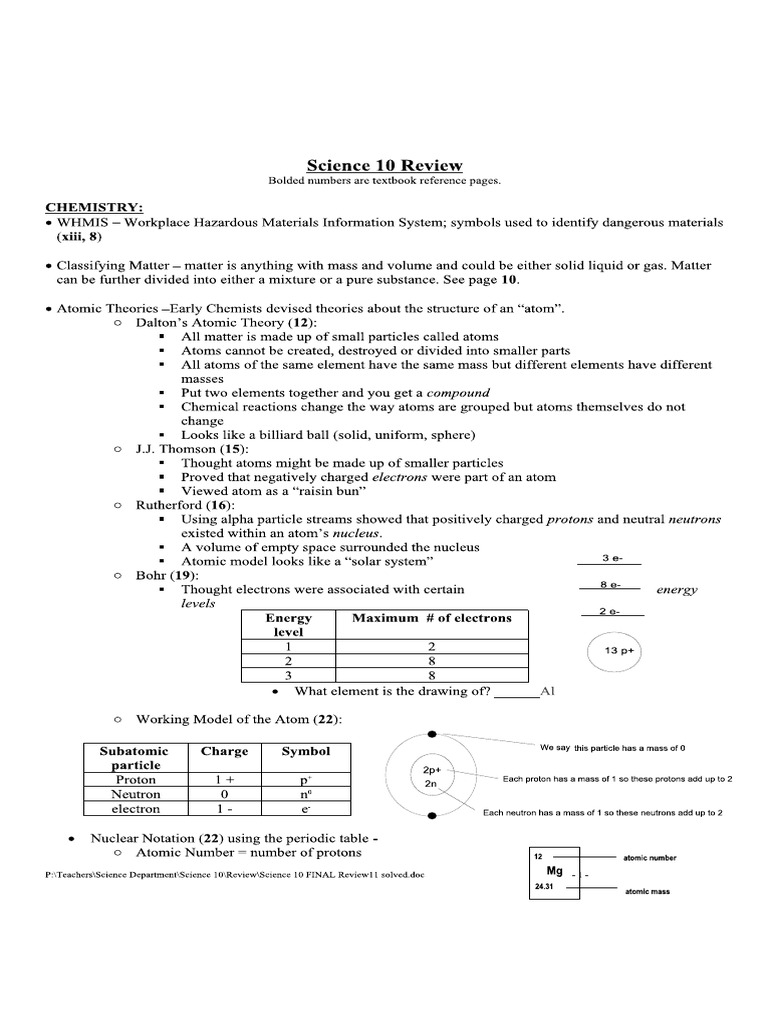 Science 10 Review | PDF