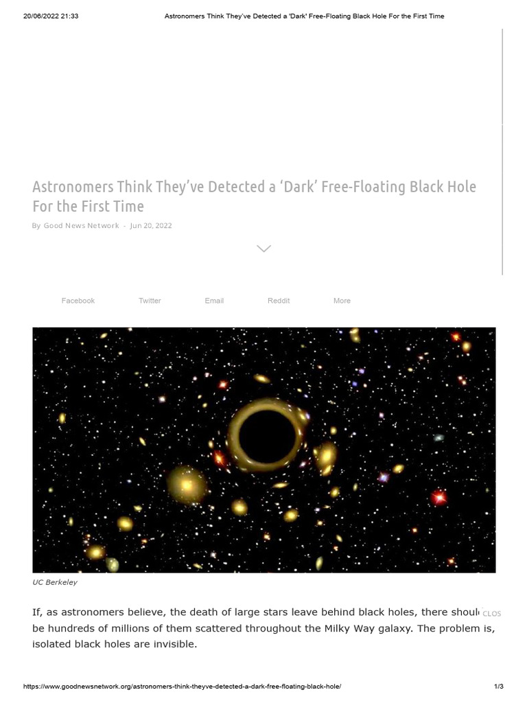 Astronomers Spot Free-Floating Black Hole | PDF | Black Hole | Stars
