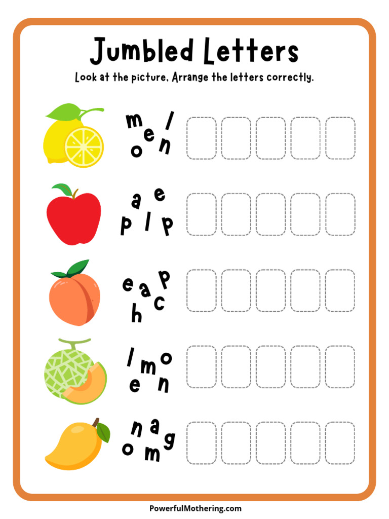 Spelling Worksheets For Kids Jumbled Letters | PDF