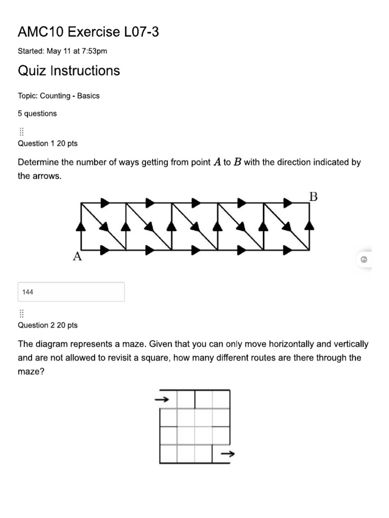 Quiz - AMC10 Exercise L07-3 | PDF
